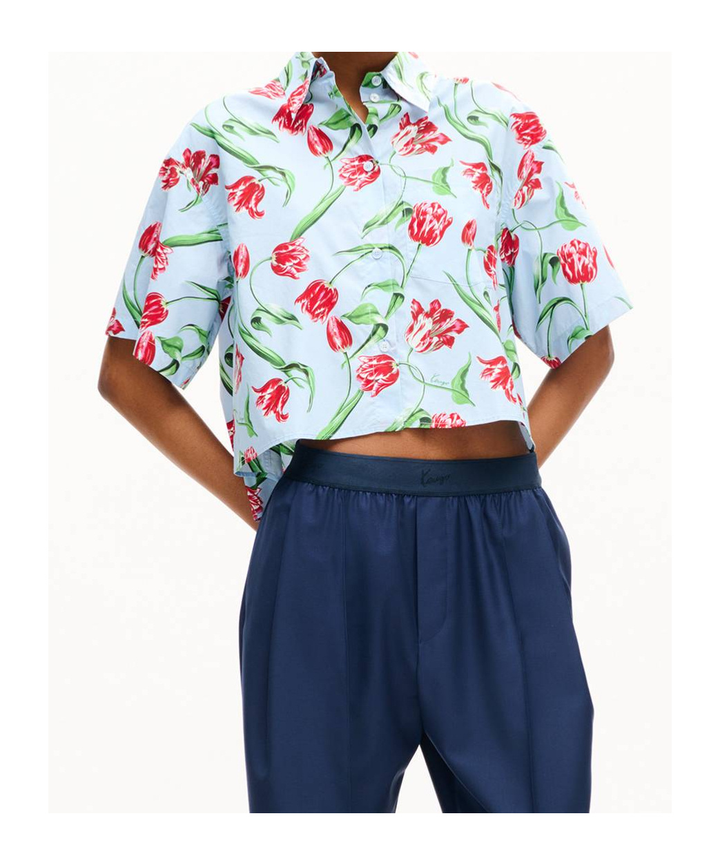 KENZO Kenzo Tulip Short Sleeve Shirt in Cotton Poplin
